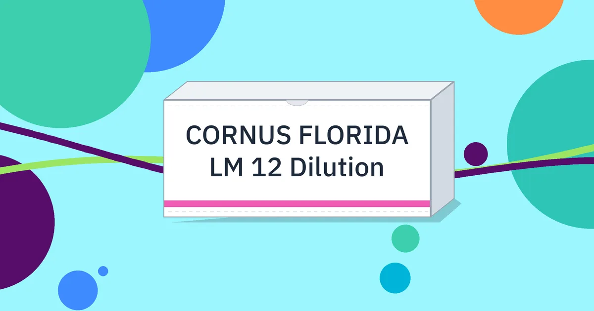 Symbolbild: Packung mit der Aufschrift CORNUS FLORIDA LM 12 Dilution (PZN 13452583) – Verfügbarkeit und Bezug in Apotheken in Frankfurt am Main