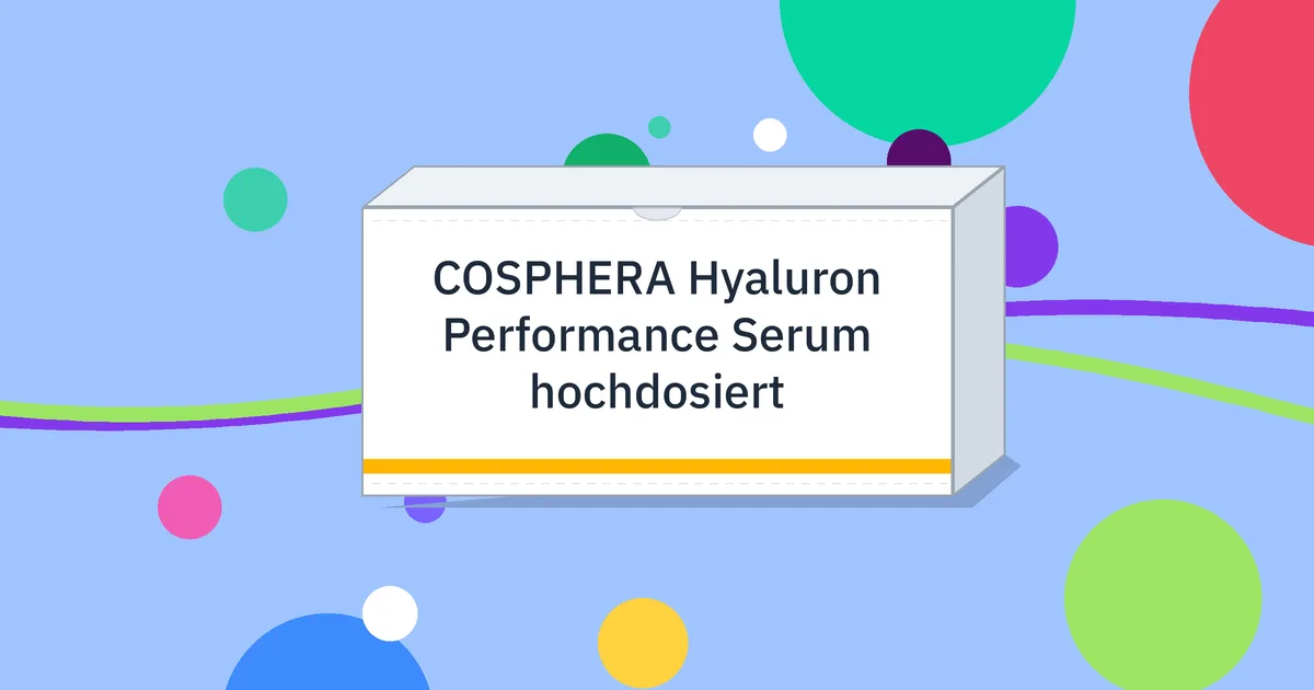Symbolbild: Packung mit der Aufschrift COSPHERA Hyaluron Performance Serum hochdosiert (PZN 16242538) – Verfügbarkeit und Bezug in Apotheken in Frankfurt am Main