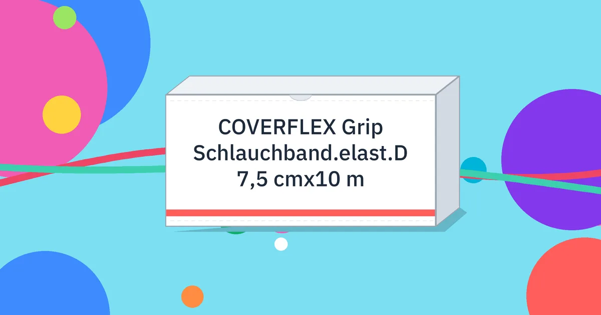 Symbolbild: Packung mit der Aufschrift COVERFLEX Grip Schlauchband.elast.D 7,5 cmx10 m (PZN 13971337) – Verfügbarkeit und Bezug in Apotheken in Frankfurt am Main