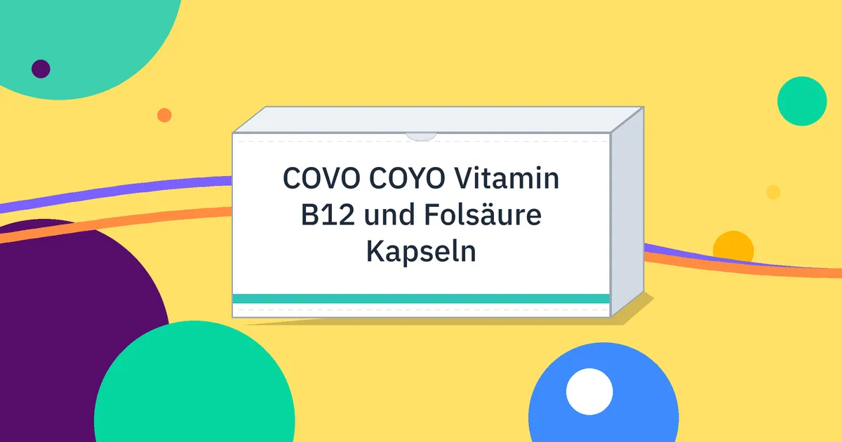 Symbolbild: Packung mit der Aufschrift COVO COYO Vitamin B12 und Folsäure Kapseln (PZN 20000858) – Verfügbarkeit und Bezug in Apotheken in Frankfurt am Main