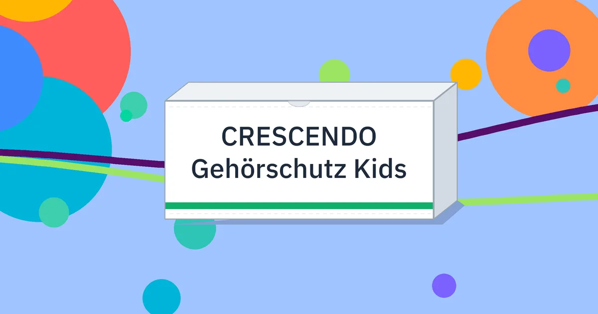 Symbolbild: Packung mit der Aufschrift CRESCENDO Gehörschutz Kids (PZN 18275039) – Verfügbarkeit und Bezug in Apotheken in Frankfurt am Main