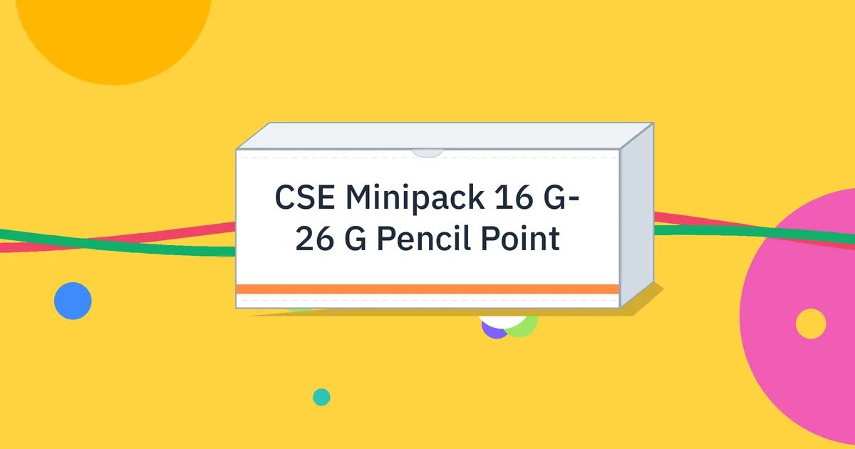 Symbolbild: Packung mit der Aufschrift CSE Minipack 16 G-26 G Pencil Point (PZN 09218060) – Verfügbarkeit und Bezug in Apotheken in Frankfurt am Main