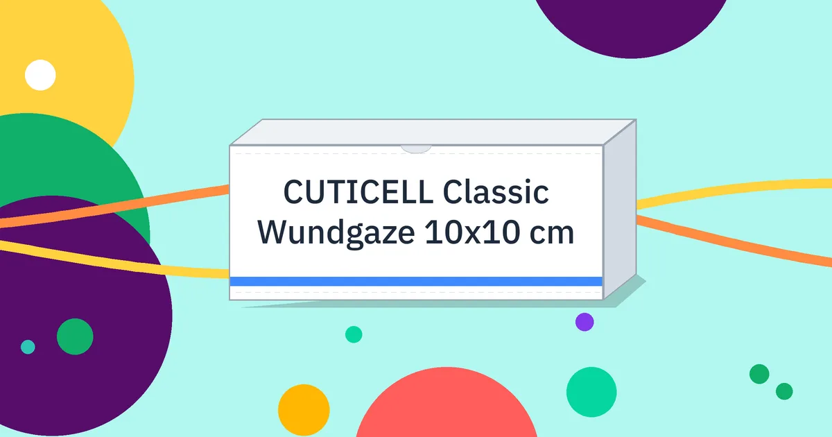 Symbolbild: Packung mit der Aufschrift CUTICELL Classic Wundgaze 10x10 cm (PZN 11184049) – Verfügbarkeit und Bezug in Apotheken in Frankfurt am Main