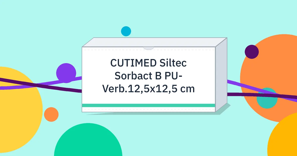 Symbolbild: Packung mit der Aufschrift CUTIMED Siltec Sorbact B PU-Verb.12,5x12,5 cm (PZN 17310561) – Verfügbarkeit und Bezug in Apotheken in Frankfurt am Main