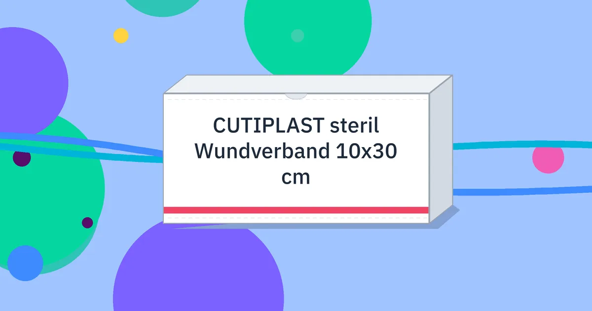 Symbolbild: Packung mit der Aufschrift CUTIPLAST steril Wundverband 10x30 cm (PZN 14021543) – Verfügbarkeit und Bezug in Apotheken in Frankfurt am Main