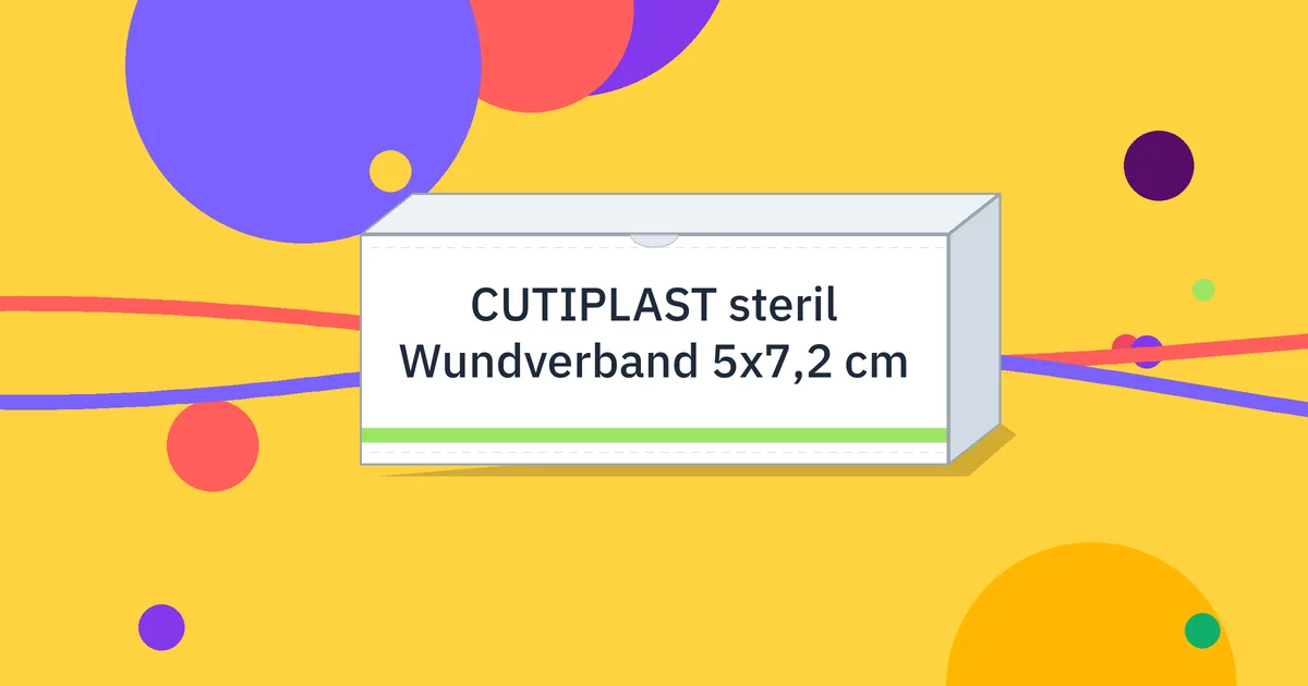 Symbolbild: Packung mit der Aufschrift CUTIPLAST steril Wundverband 5x7,2 cm (PZN 14329778) – Verfügbarkeit und Bezug in Apotheken in Frankfurt am Main