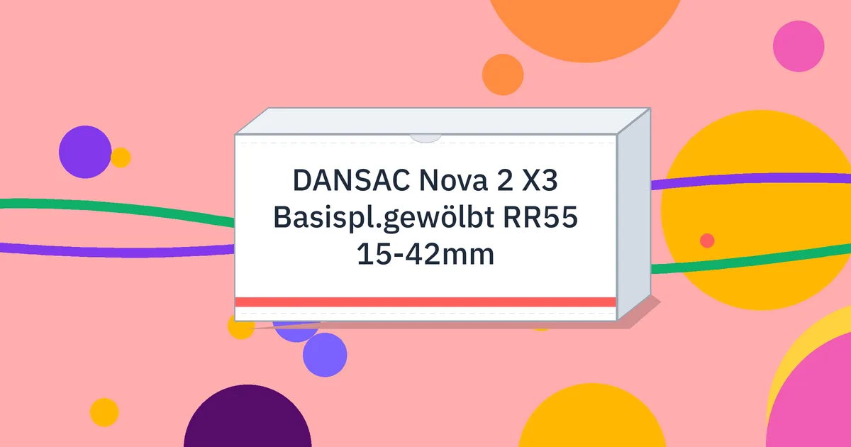 Symbolbild: Packung mit der Aufschrift DANSAC Nova 2 X3 Basispl.gewölbt RR55 15-42mm (PZN 03625404) – Verfügbarkeit und Bezug in Apotheken in Frankfurt am Main