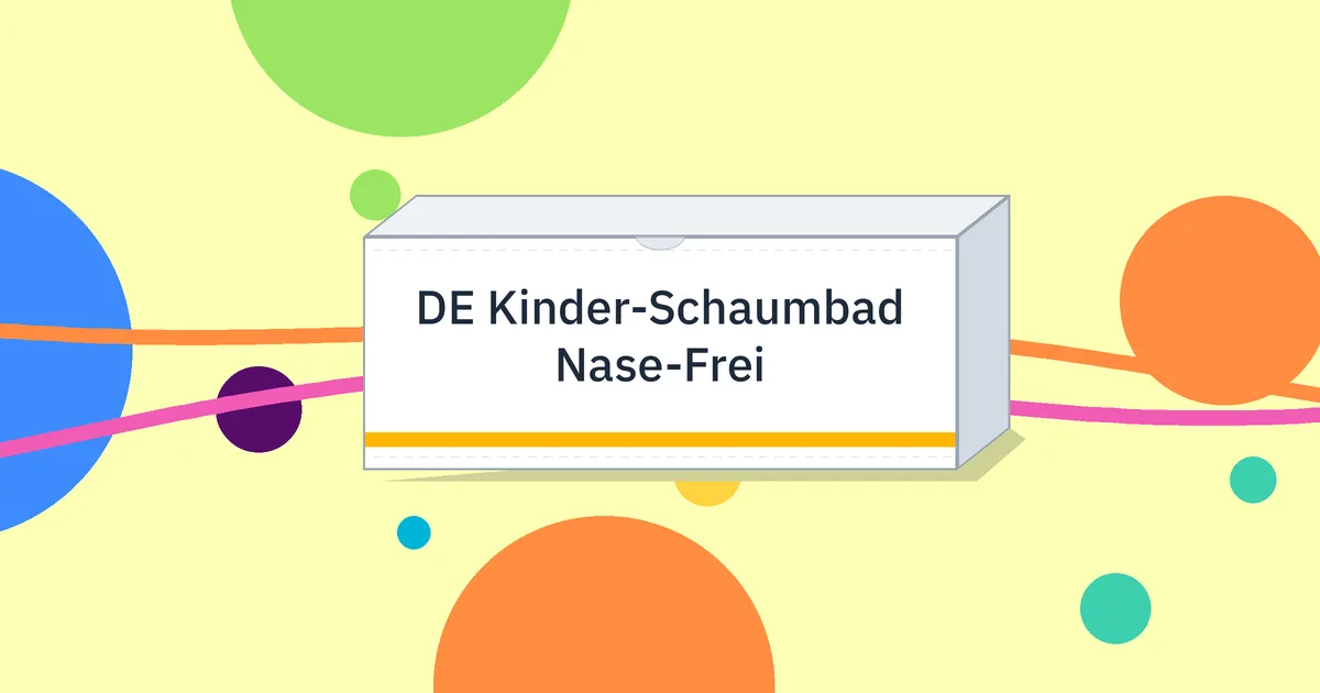Symbolbild: Packung mit der Aufschrift DE Kinder-Schaumbad Nase-Frei (PZN 18681408) – Verfügbarkeit und Bezug in Apotheken in Frankfurt am Main