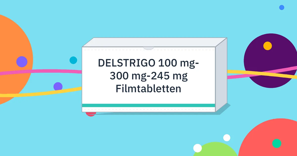 Symbolbild: Packung mit der Aufschrift DELSTRIGO 100 mg-300 mg-245 mg Filmtabletten (PZN 16204963) – Verfügbarkeit und Bezug in Apotheken in Frankfurt am Main