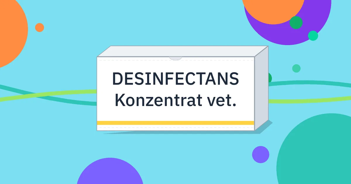 Symbolbild: Packung mit der Aufschrift DESINFECTANS Konzentrat vet. (PZN 00636057) – Verfügbarkeit und Bezug in Apotheken in Frankfurt am Main