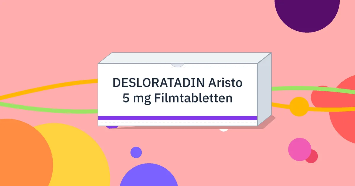 Symbolbild: Packung mit der Aufschrift DESLORATADIN Aristo 5 mg Filmtabletten (PZN 11294312) – Verfügbarkeit und Bezug in Apotheken in Frankfurt am Main