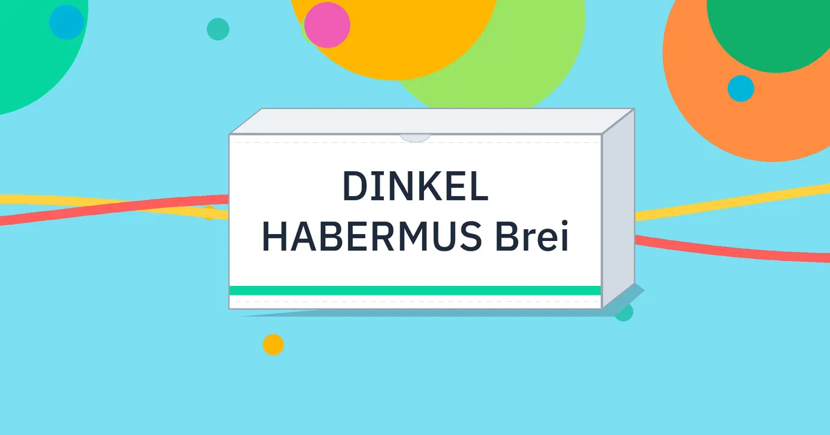 Symbolbild: Packung mit der Aufschrift DINKEL HABERMUS Brei (PZN 16325112) – Verfügbarkeit und Bezug in Apotheken in Frankfurt am Main