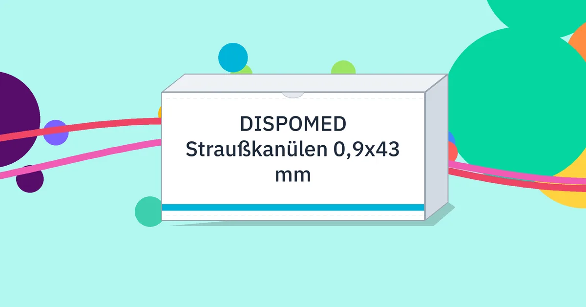 Symbolbild: Packung mit der Aufschrift DISPOMED Straußkanülen 0,9x43 mm (PZN 08485310) – Verfügbarkeit und Bezug in Apotheken in Frankfurt am Main