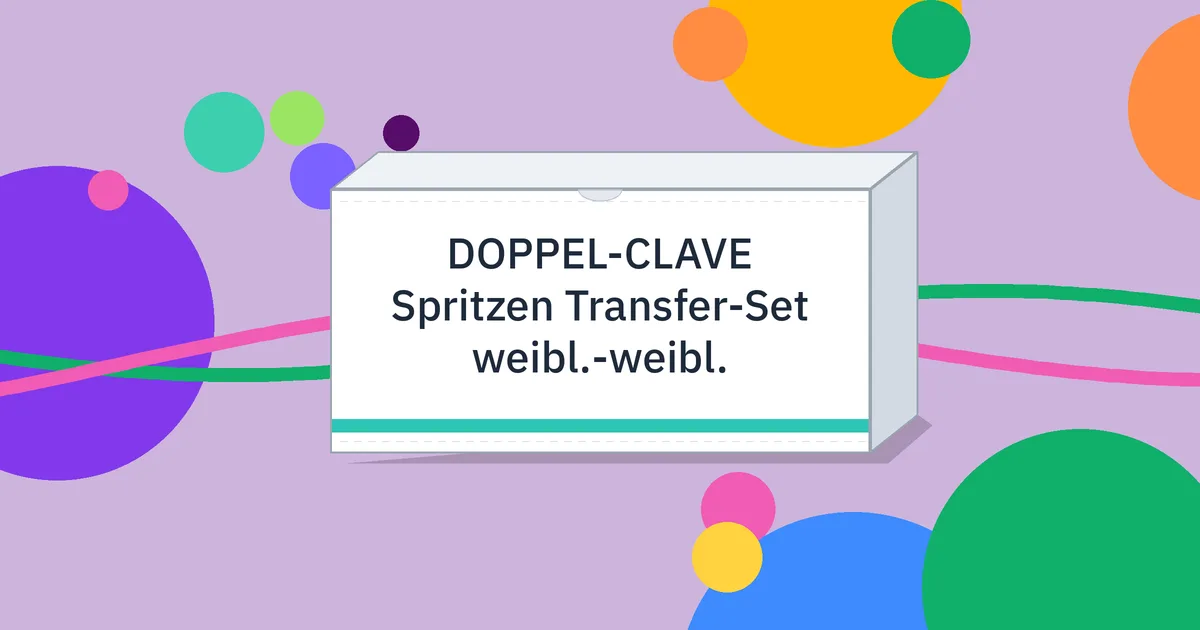Symbolbild: Packung mit der Aufschrift DOPPEL-CLAVE Spritzen Transfer-Set weibl.-weibl. (PZN 18796502) – Verfügbarkeit und Bezug in Apotheken in Frankfurt am Main