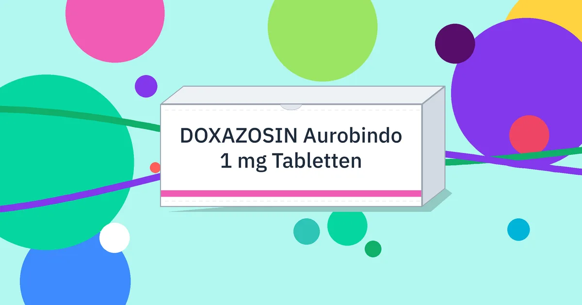 Symbolbild: Packung mit der Aufschrift DOXAZOSIN Aurobindo 1 mg Tabletten (PZN 09673580) – Verfügbarkeit und Bezug in Apotheken in Frankfurt am Main