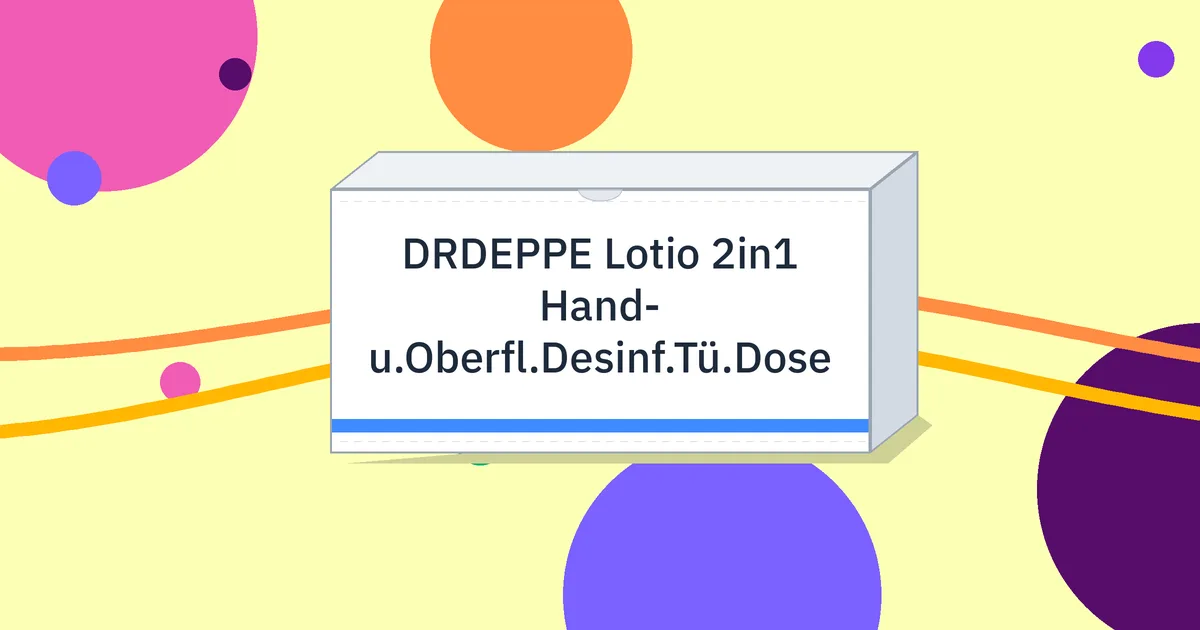 Symbolbild: Packung mit der Aufschrift DRDEPPE Lotio 2in1 Hand-u.Oberfl.Desinf.Tü.Dose (PZN 19787221) – Verfügbarkeit und Bezug in Apotheken in Frankfurt am Main