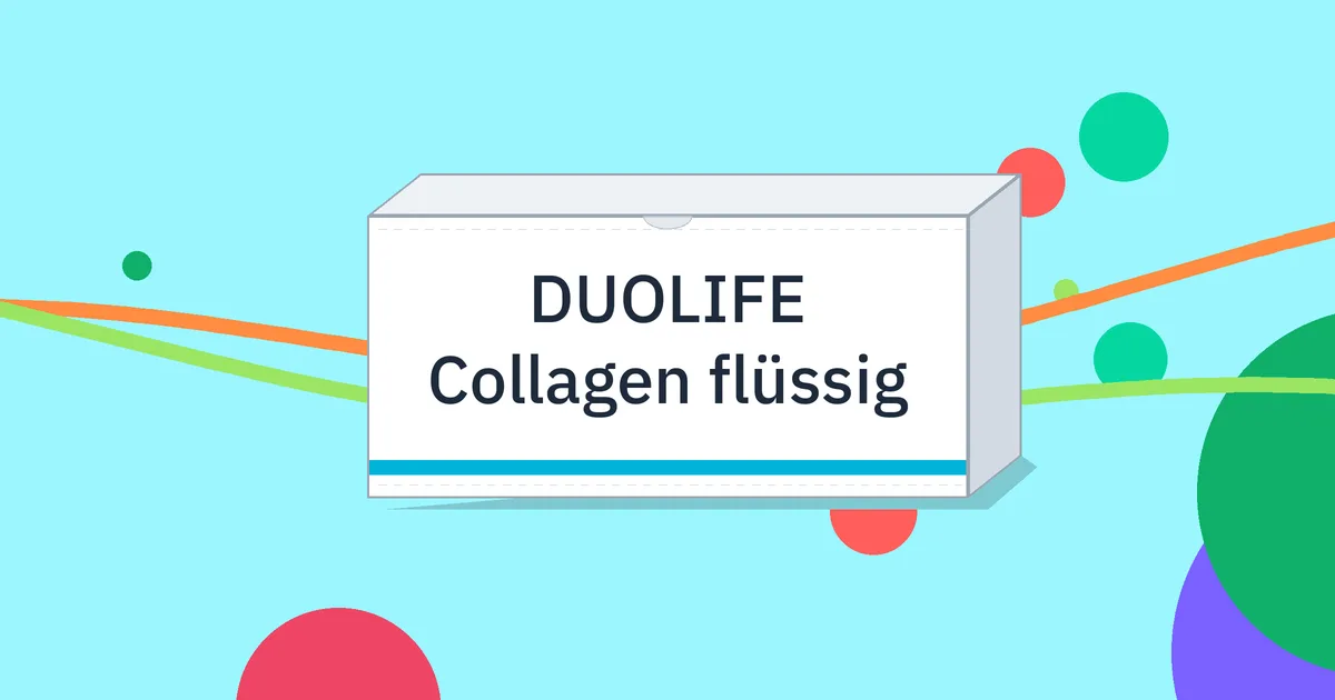 Symbolbild: Packung mit der Aufschrift DUOLIFE Collagen flüssig (PZN 16683538) – Verfügbarkeit und Bezug in Apotheken in Frankfurt am Main