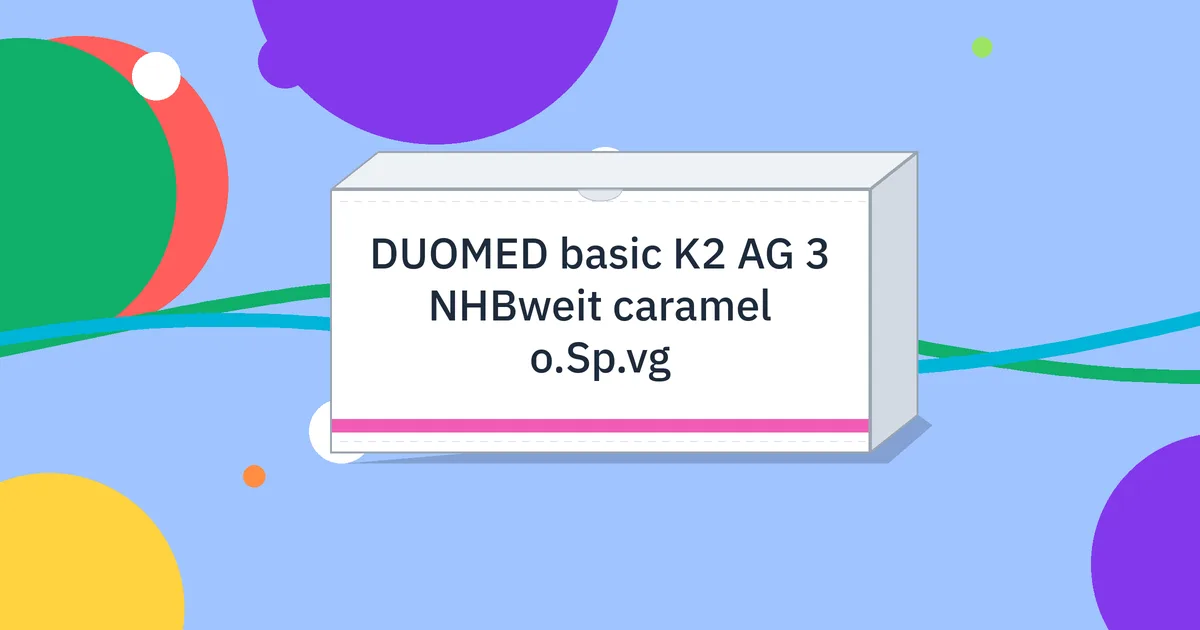 Symbolbild: Packung mit der Aufschrift DUOMED basic K2 AG 3 NHBweit caramel o.Sp.vg (PZN 20908983) – Verfügbarkeit und Bezug in Apotheken in Frankfurt am Main