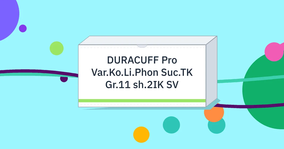 Symbolbild: Packung mit der Aufschrift DURACUFF Pro Var.Ko.Li.Phon Suc.TK Gr.11 sh.2IK SV (PZN 19244696) – Verfügbarkeit und Bezug in Apotheken in Frankfurt am Main