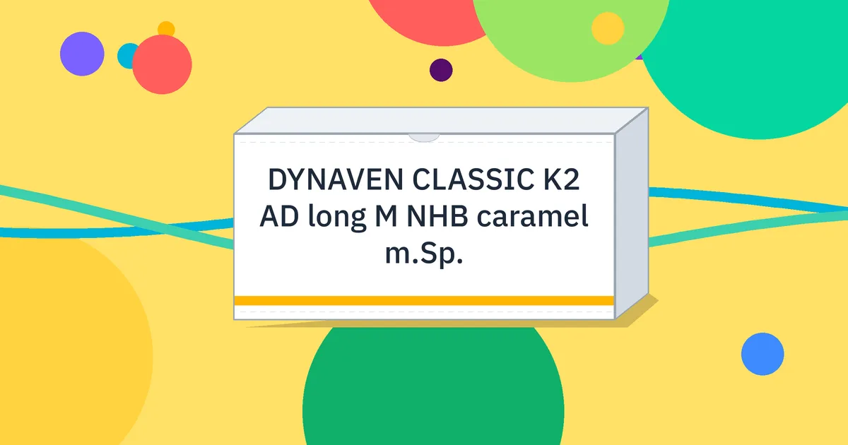 Symbolbild: Packung mit der Aufschrift DYNAVEN CLASSIC K2 AD long M NHB caramel m.Sp. (PZN 18418131) – Verfügbarkeit und Bezug in Apotheken in Frankfurt am Main
