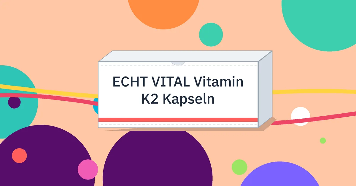Symbolbild: Packung mit der Aufschrift ECHT VITAL Vitamin K2 Kapseln (PZN 11856543) – Verfügbarkeit und Bezug in Apotheken in Frankfurt am Main