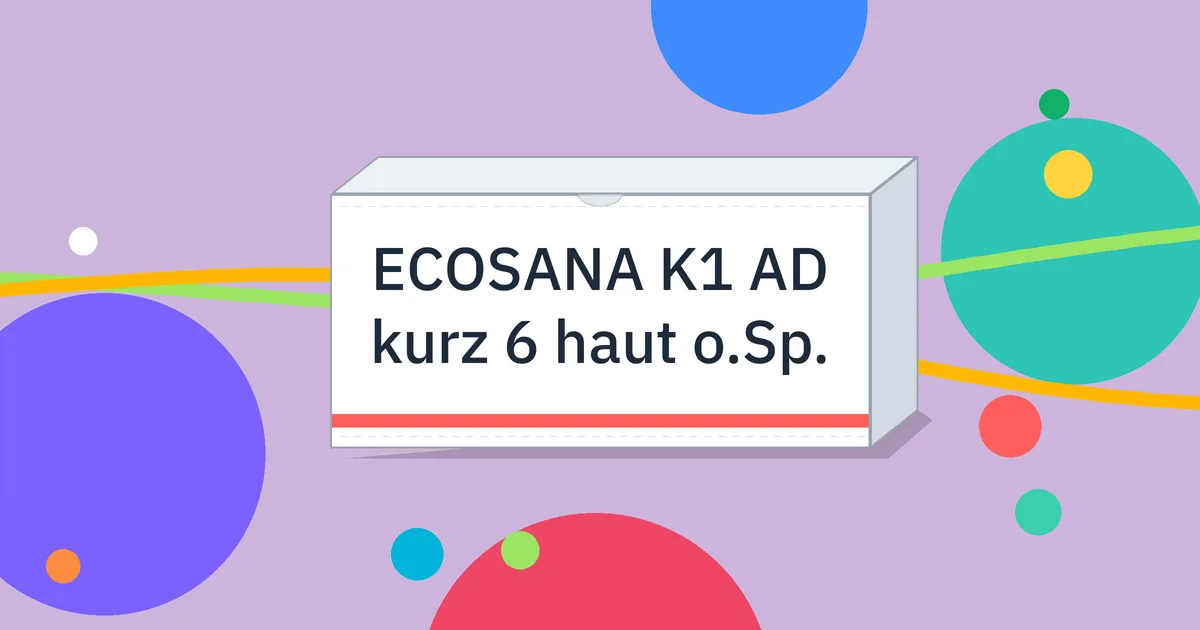Symbolbild: Packung mit der Aufschrift ECOSANA K1 AD kurz 6 haut o.Sp. (PZN 04725349) – Verfügbarkeit und Bezug in Apotheken in Frankfurt am Main