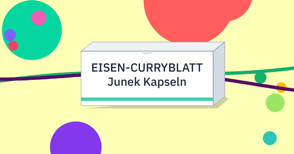 Symbolbild: Packung mit der Aufschrift EISEN-CURRYBLATT Junek Kapseln (PZN 11147031) – Verfügbarkeit und Bezug in Apotheken in Frankfurt am Main