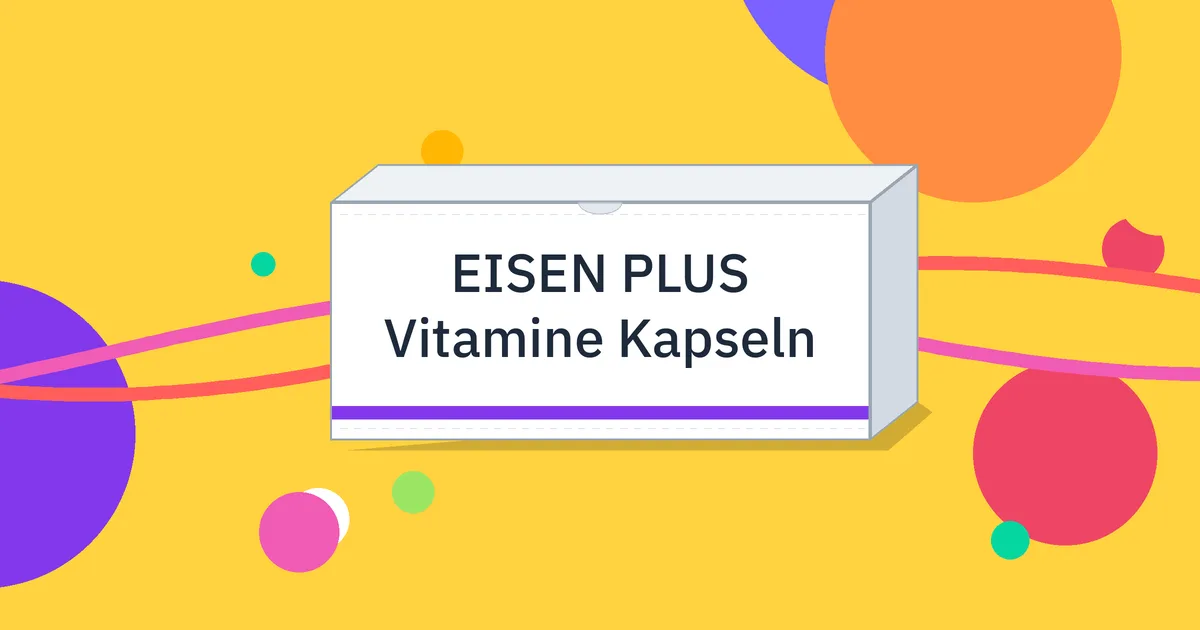 Symbolbild: Packung mit der Aufschrift EISEN PLUS Vitamine Kapseln (PZN 19099900) – Verfügbarkeit und Bezug in Apotheken in Frankfurt am Main
