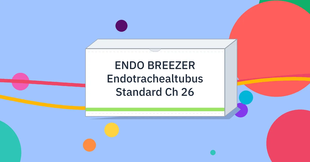 Symbolbild: Packung mit der Aufschrift ENDO BREEZER Endotrachealtubus Standard Ch 26 (PZN 16783702) – Verfügbarkeit und Bezug in Apotheken in Frankfurt am Main