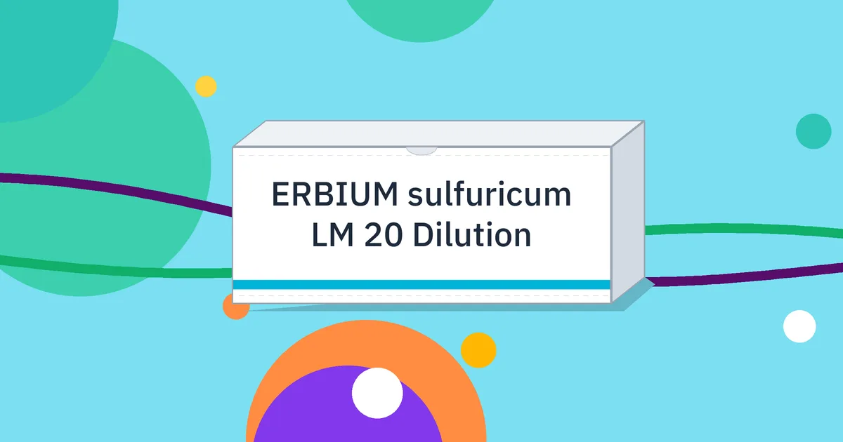 Symbolbild: Packung mit der Aufschrift ERBIUM sulfuricum LM 20 Dilution (PZN 13473987) – Verfügbarkeit und Bezug in Apotheken in Frankfurt am Main