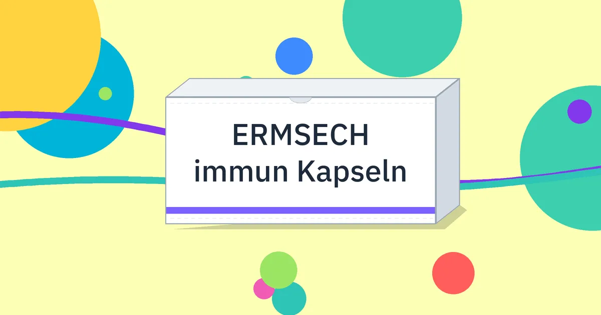 Symbolbild: Packung mit der Aufschrift ERMSECH immun Kapseln (PZN 17213378) – Verfügbarkeit und Bezug in Apotheken in Frankfurt am Main