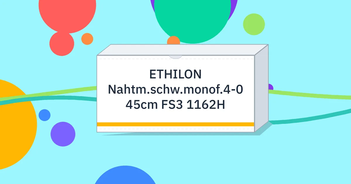 Symbolbild: Packung mit der Aufschrift ETHILON Nahtm.schw.monof.4-0 45cm FS3 1162H (PZN 16786439) – Verfügbarkeit und Bezug in Apotheken in Frankfurt am Main