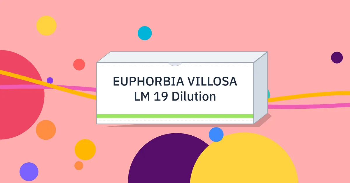 Symbolbild: Packung mit der Aufschrift EUPHORBIA VILLOSA LM 19 Dilution (PZN 13482839) – Verfügbarkeit und Bezug in Apotheken in Frankfurt am Main