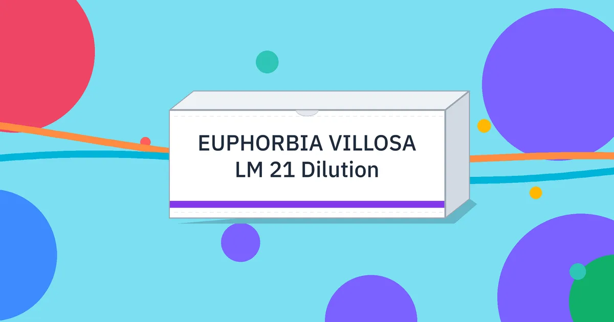 Symbolbild: Packung mit der Aufschrift EUPHORBIA VILLOSA LM 21 Dilution (PZN 13482851) – Verfügbarkeit und Bezug in Apotheken in Frankfurt am Main