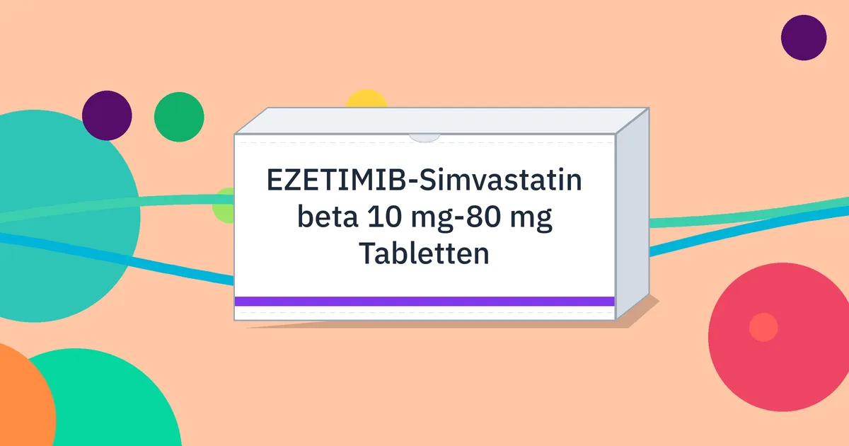 Symbolbild: Packung mit der Aufschrift EZETIMIB-Simvastatin beta 10 mg-80 mg Tabletten (PZN 14253153) – Verfügbarkeit und Bezug in Apotheken in Frankfurt am Main