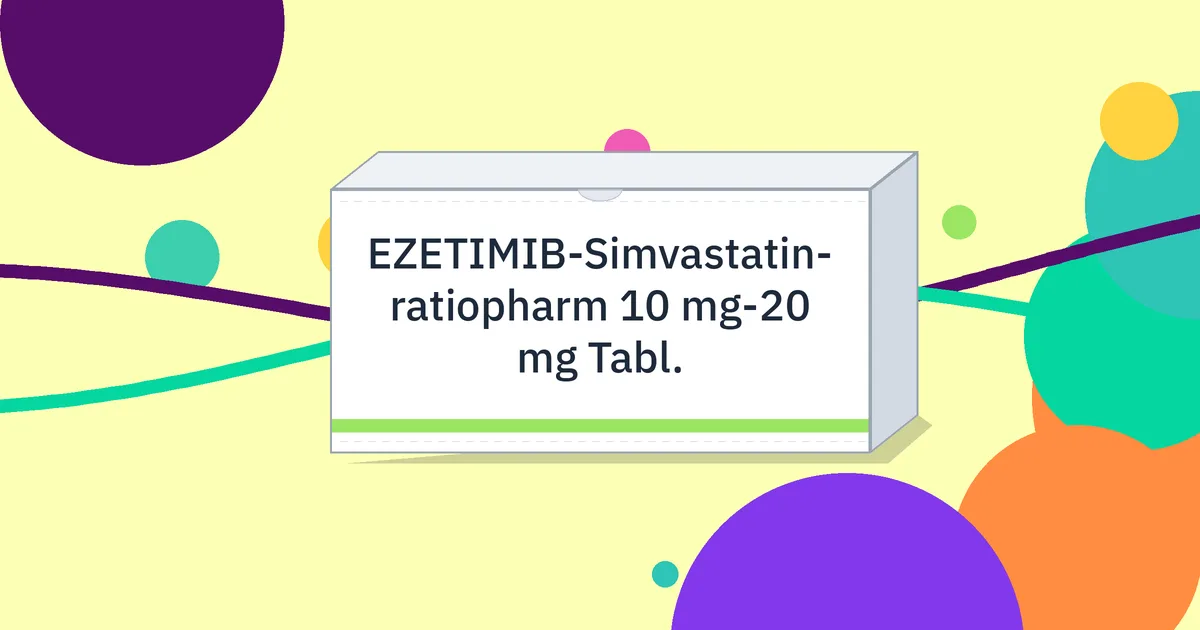 Symbolbild: Packung mit der Aufschrift EZETIMIB-Simvastatin-ratiopharm 10 mg-20 mg Tabl. (PZN 13858807) – Verfügbarkeit und Bezug in Apotheken in Frankfurt am Main