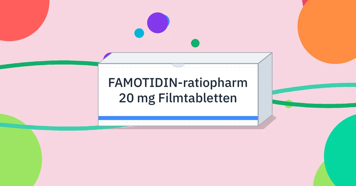 Symbolbild: Packung mit der Aufschrift FAMOTIDIN-ratiopharm 20 mg Filmtabletten (PZN 00601219) – Verfügbarkeit und Bezug in Apotheken in Frankfurt am Main
