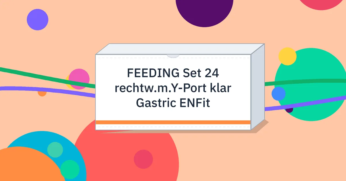 Symbolbild: Packung mit der Aufschrift FEEDING Set 24 rechtw.m.Y-Port klar Gastric ENFit (PZN 14344358) – Verfügbarkeit und Bezug in Apotheken in Frankfurt am Main
