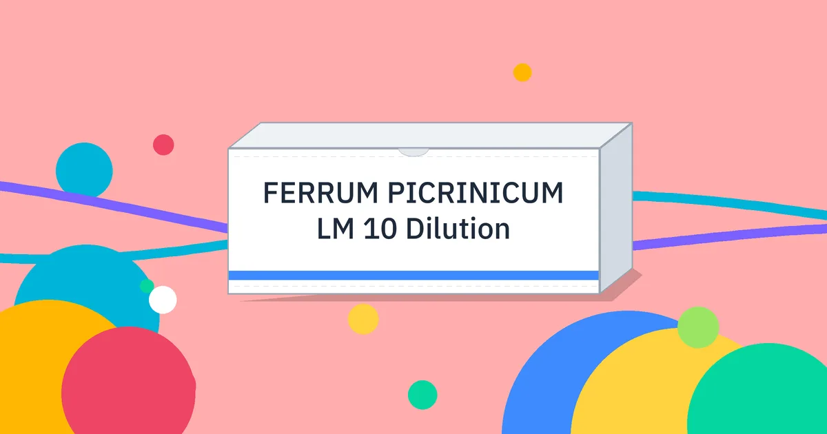Symbolbild: Packung mit der Aufschrift FERRUM PICRINICUM LM 10 Dilution (PZN 12852524) – Verfügbarkeit und Bezug in Apotheken in Frankfurt am Main