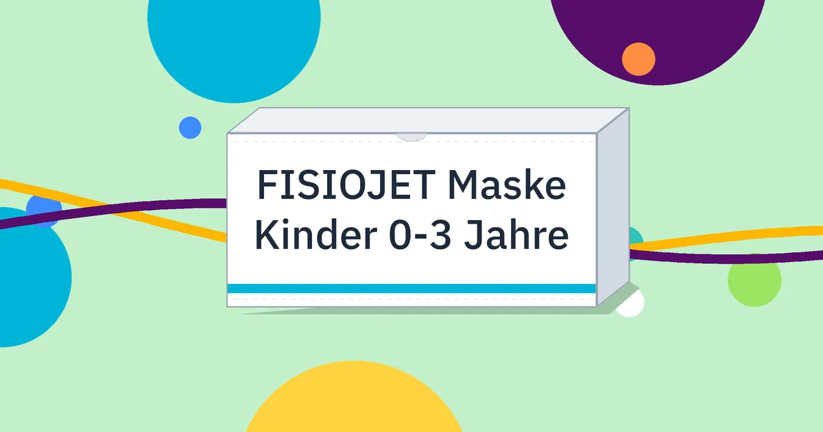 Symbolbild: Packung mit der Aufschrift FISIOJET Maske Kinder 0-3 Jahre (PZN 12869341) – Verfügbarkeit und Bezug in Apotheken in Frankfurt am Main