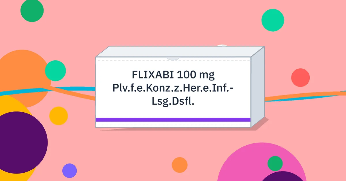 Symbolbild: Packung mit der Aufschrift FLIXABI 100 mg Plv.f.e.Konz.z.Her.e.Inf.-Lsg.Dsfl. (PZN 15568321) – Verfügbarkeit und Bezug in Apotheken in Frankfurt am Main