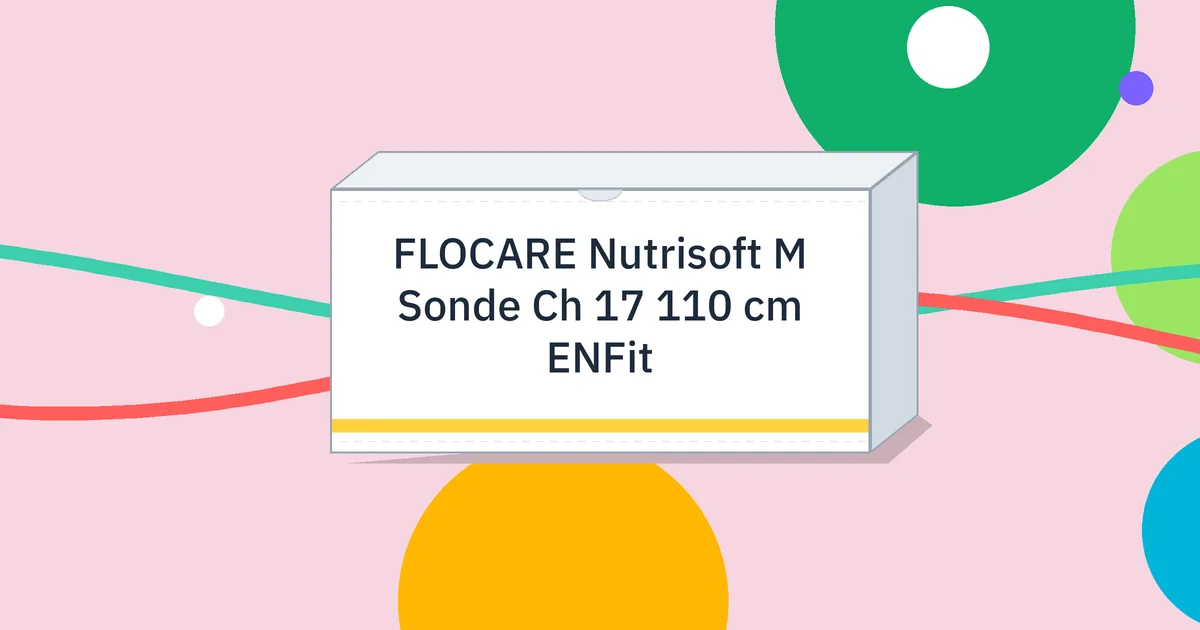 Symbolbild: Packung mit der Aufschrift FLOCARE Nutrisoft M Sonde Ch 17 110 cm ENFit (PZN 18827119) – Verfügbarkeit und Bezug in Apotheken in Frankfurt am Main