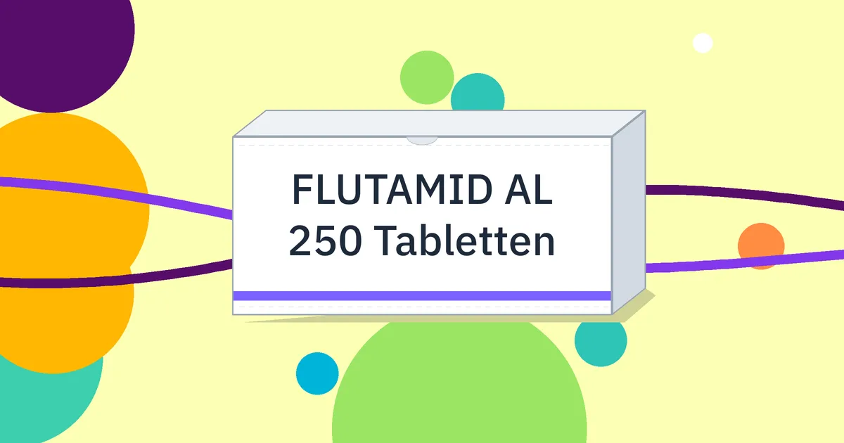 Symbolbild: Packung mit der Aufschrift FLUTAMID AL 250 Tabletten (PZN 00168768) – Verfügbarkeit und Bezug in Apotheken in Frankfurt am Main