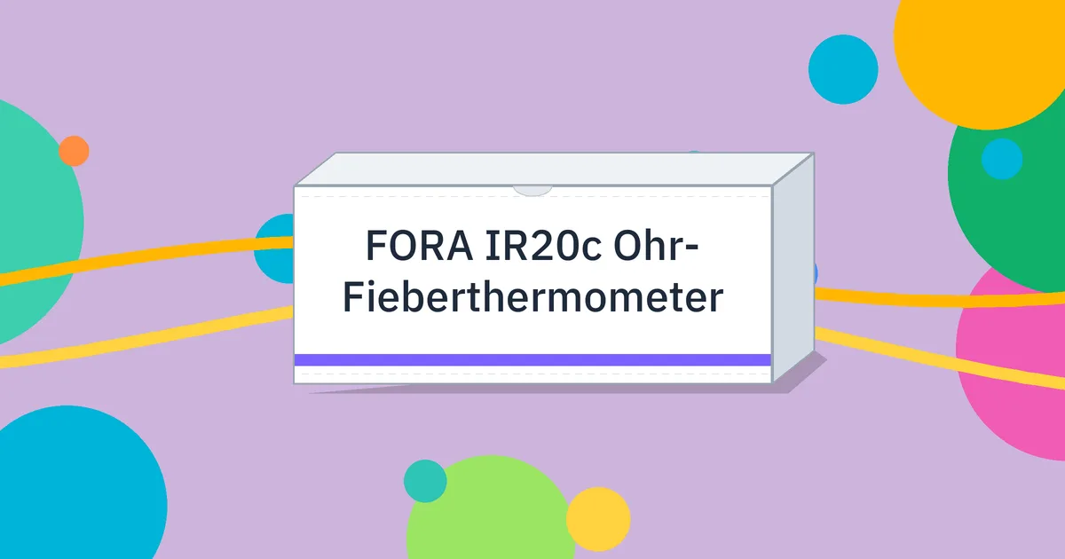 Symbolbild: Packung mit der Aufschrift FORA IR20c Ohr-Fieberthermometer (PZN 16940544) – Verfügbarkeit und Bezug in Apotheken in Frankfurt am Main