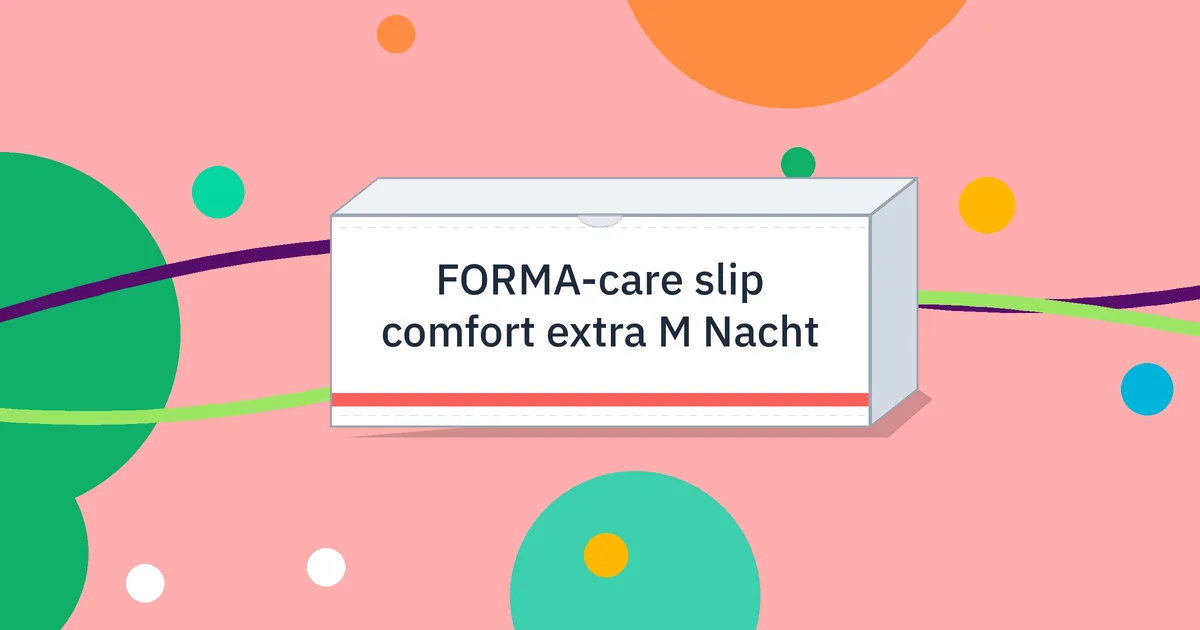 Symbolbild: Packung mit der Aufschrift FORMA-care slip comfort extra M Nacht (PZN 18310741) – Verfügbarkeit und Bezug in Apotheken in Frankfurt am Main