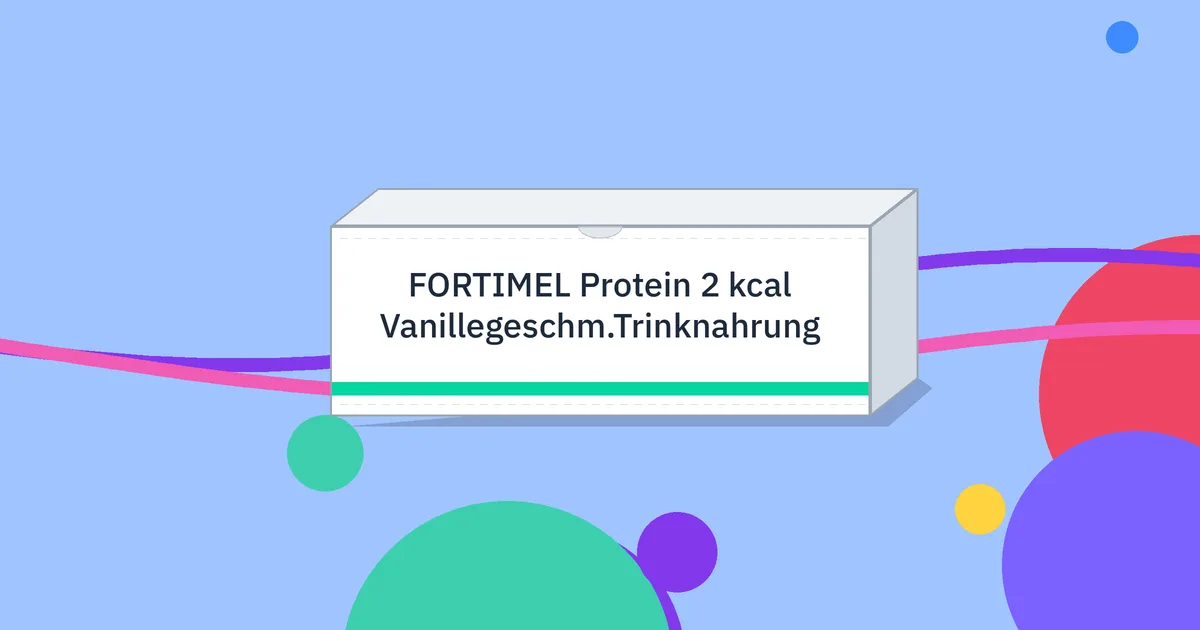 Symbolbild: Packung mit der Aufschrift FORTIMEL Protein 2 kcal Vanillegeschm.Trinknahrung (PZN 19460483) – Verfügbarkeit und Bezug in Apotheken in Frankfurt am Main