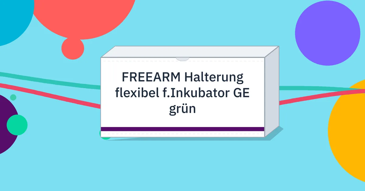 Symbolbild: Packung mit der Aufschrift FREEARM Halterung flexibel f.Inkubator GE grün (PZN 19974963) – Verfügbarkeit und Bezug in Apotheken in Frankfurt am Main