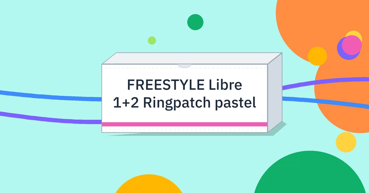 Symbolbild: Packung mit der Aufschrift FREESTYLE Libre 1+2 Ringpatch pastel (PZN 19864246) – Verfügbarkeit und Bezug in Apotheken in Frankfurt am Main