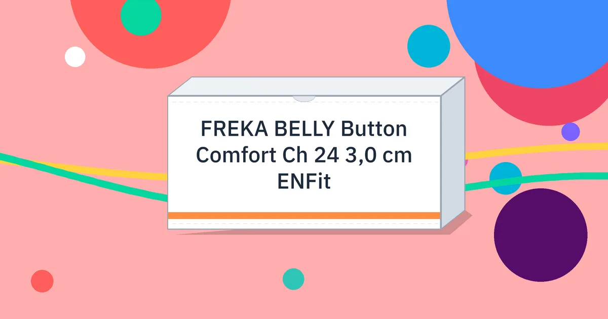 Symbolbild: Packung mit der Aufschrift FREKA BELLY Button Comfort Ch 24 3,0 cm ENFit (PZN 11487063) – Verfügbarkeit und Bezug in Apotheken in Frankfurt am Main