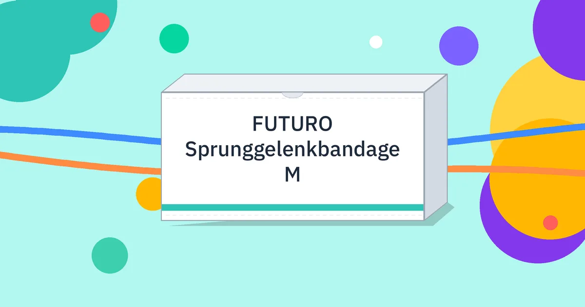 Symbolbild: Packung mit der Aufschrift FUTURO Sprunggelenkbandage M (PZN 07632039) – Verfügbarkeit und Bezug in Apotheken in Frankfurt am Main